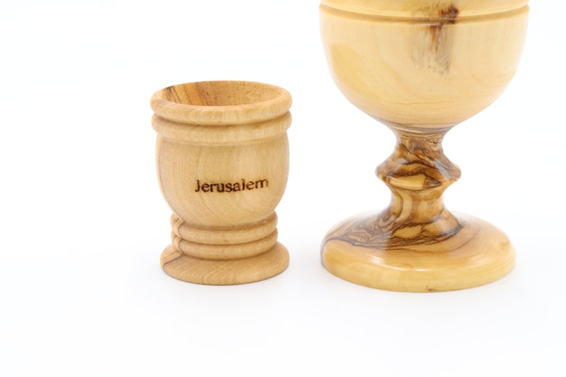 2 Pc Olive Wood Chalice Cup Small Big Authentic Communion Wine Hand ...