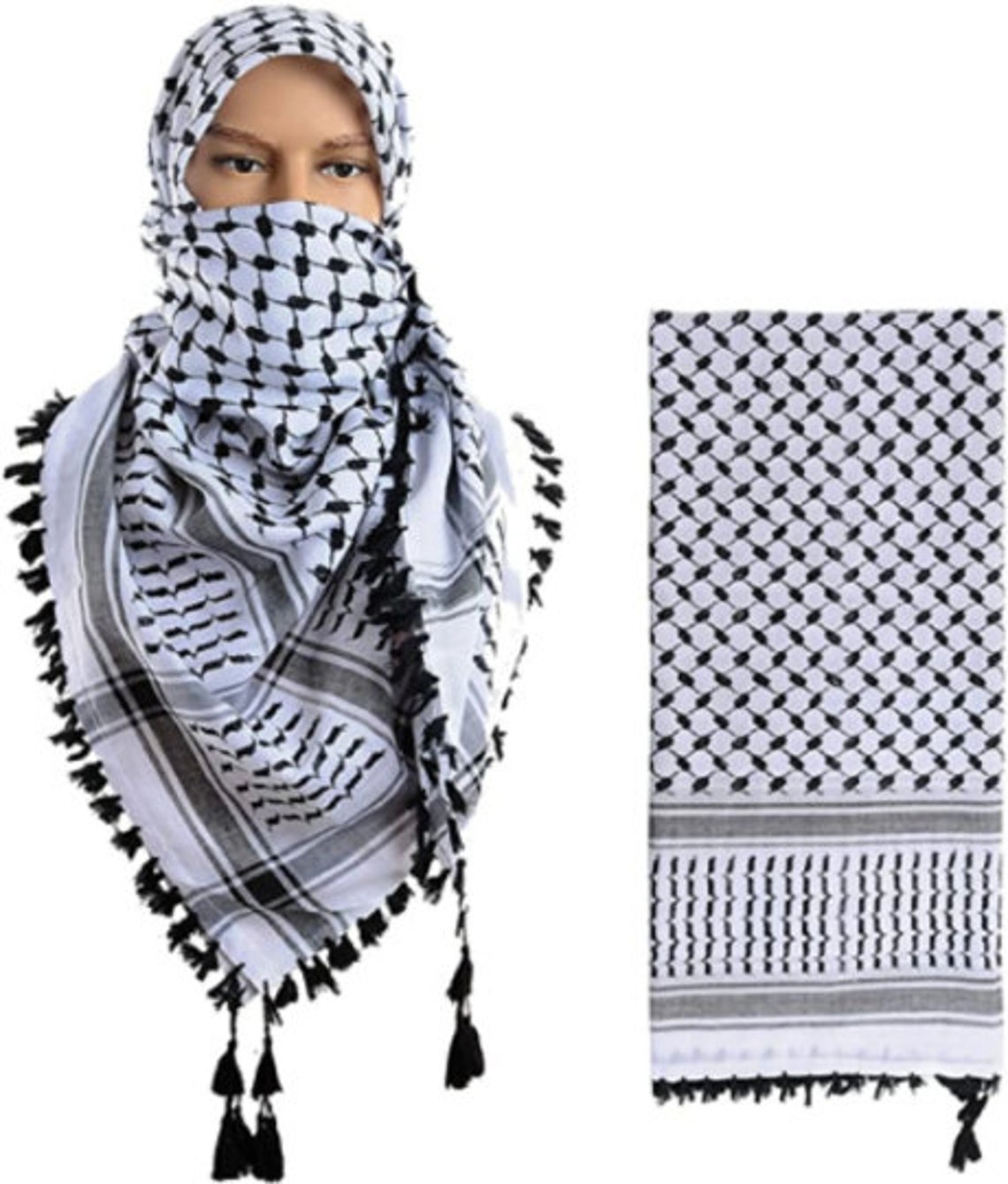 Kufiyah Scarf Palestinian Keffiyeh Arab White Black - Etsy