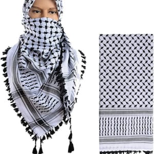 Kufiyah Scarf Palestinian Keffiyeh Arab White Black - Etsy