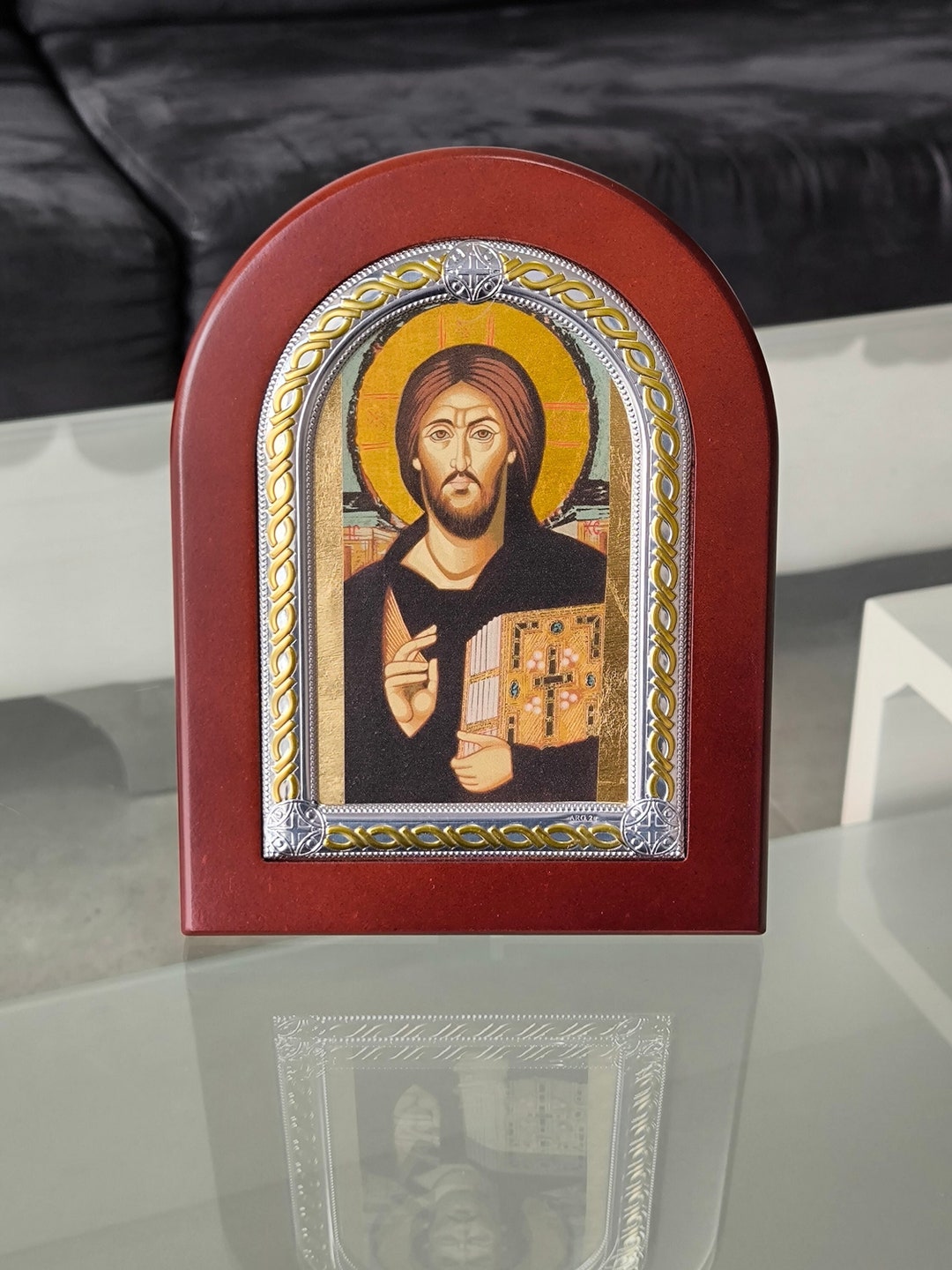 Icon Jesus of Sinai Christ Pantocrator Nikolaos Silver 950 CERTIFICATED ...