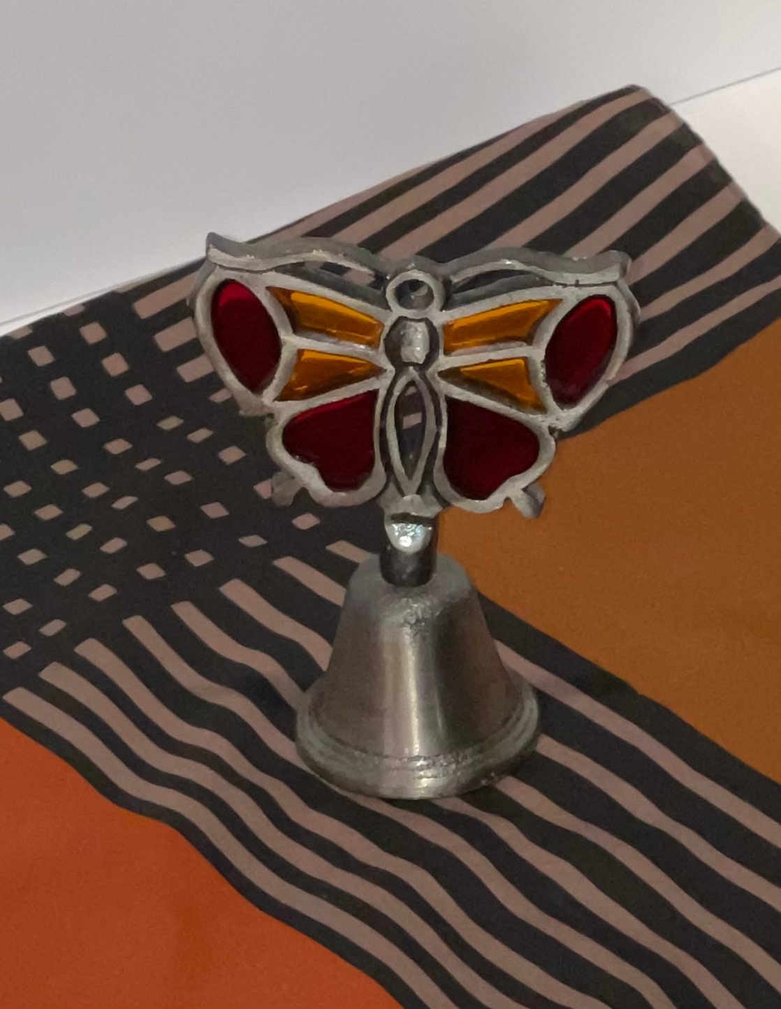 Vintage Counterpoint Red Orange Stained Glass Butterfly Bell - Etsy