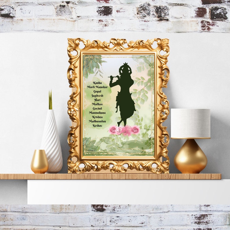 Krishna Wall Art Kanha Poster Indian Home Decor Home Gift Spiritual ...