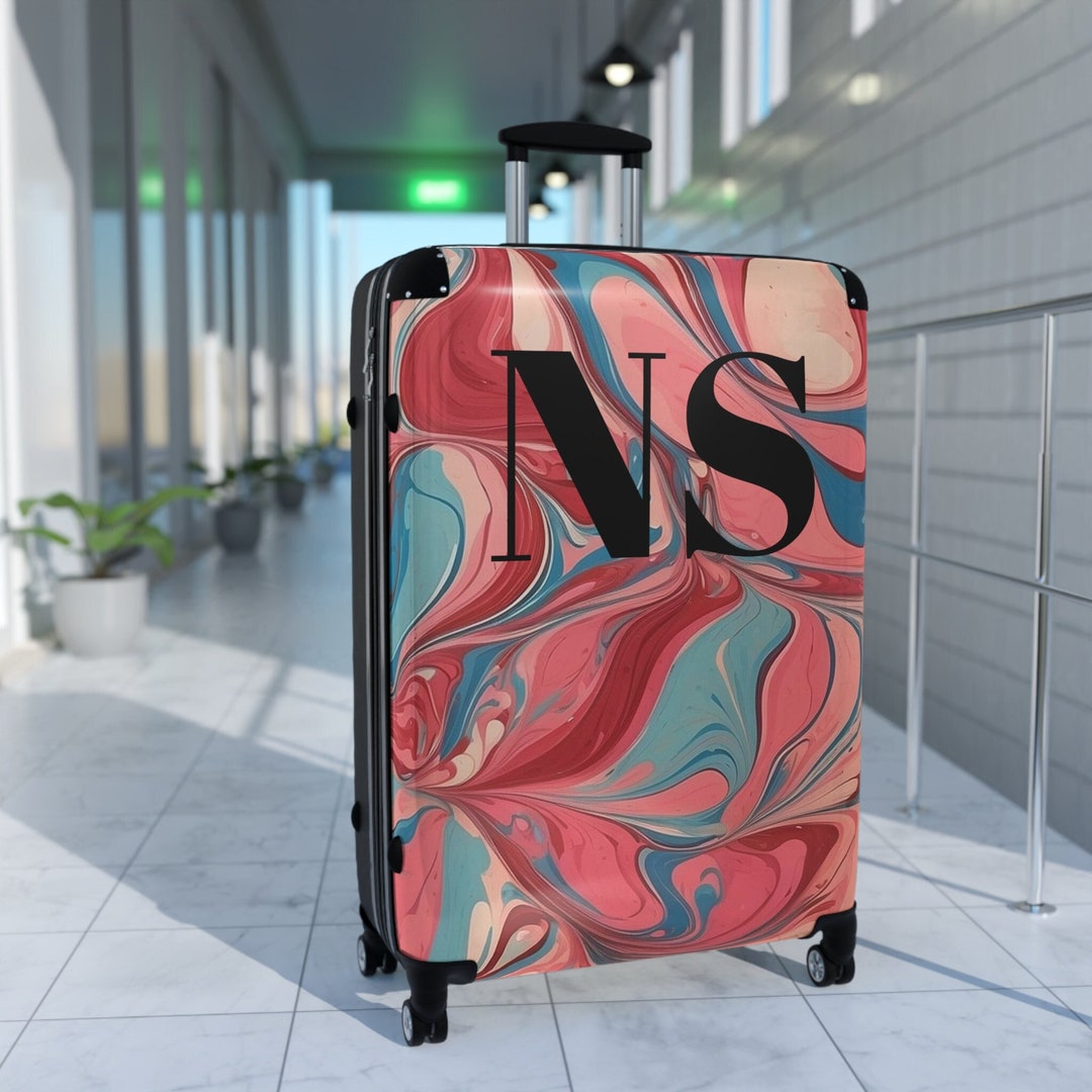 Personalized Suitcase Bubble Gum Marble Initials Suitcase, Cabin ...