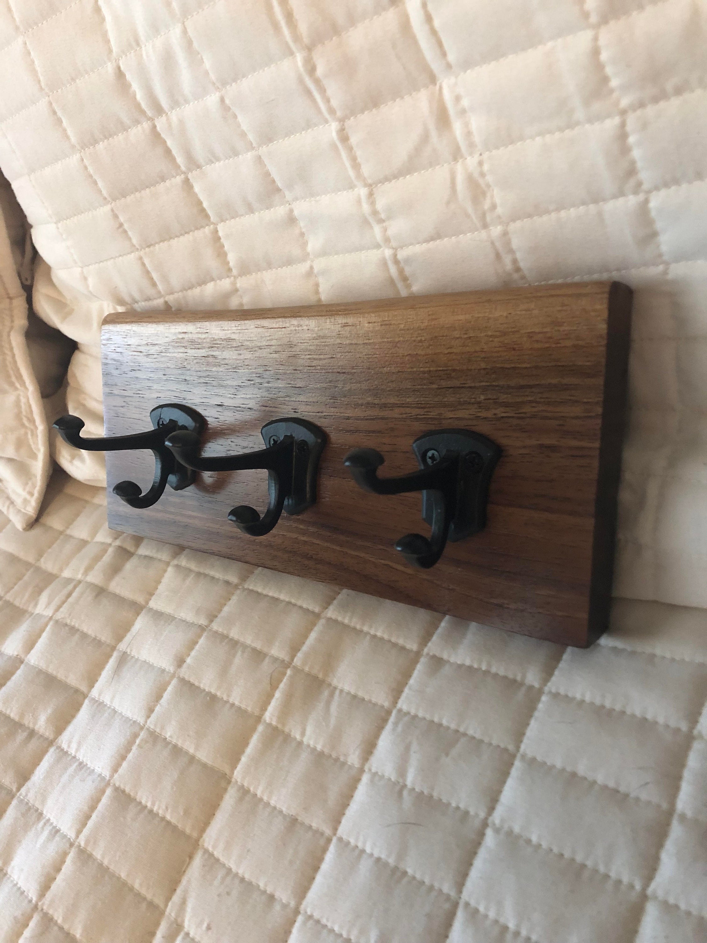 Key Rack Wall Mounted Walnut Live Edge Wood Cast Iron Key Rack - Etsy