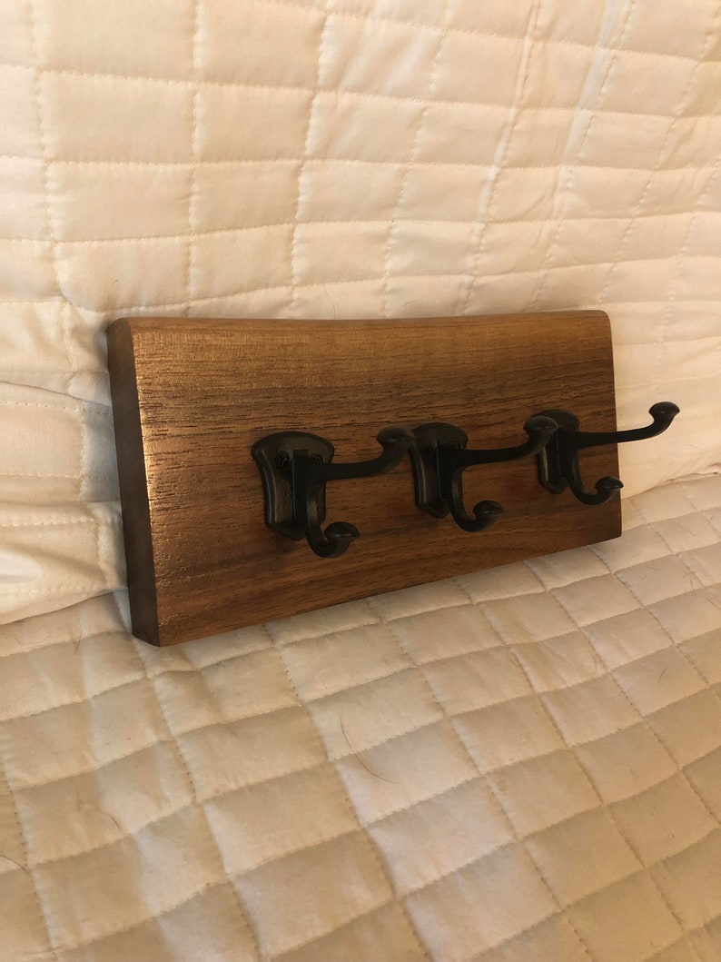 Key Rack Wall Mounted Walnut Live Edge Wood Cast Iron Key Rack - Etsy