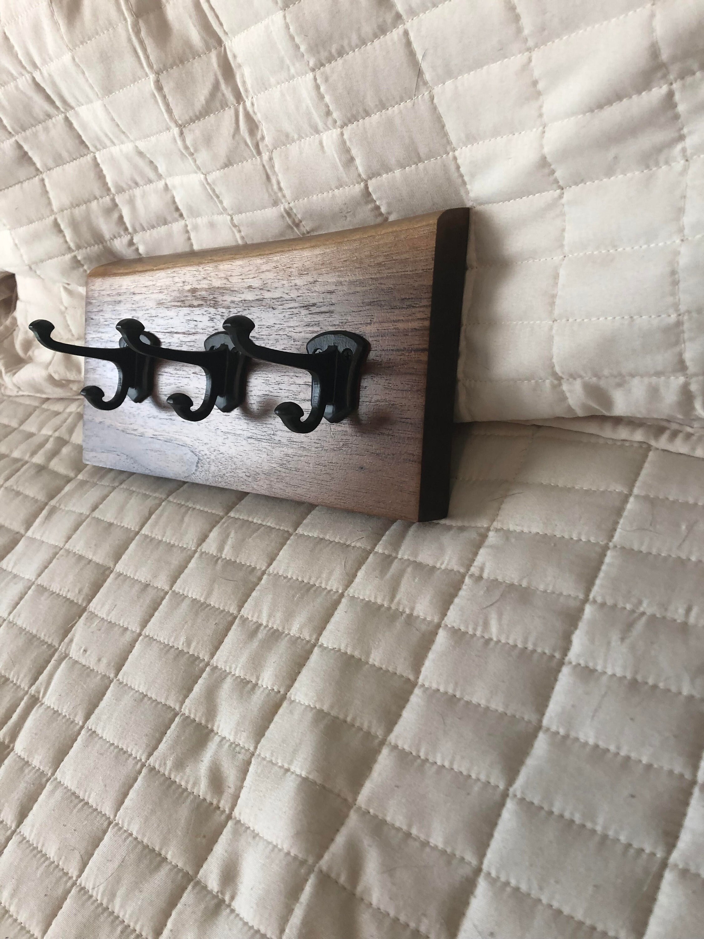 Key Rack Wall Mounted Walnut Live Edge Wood Cast Iron Key Rack - Etsy