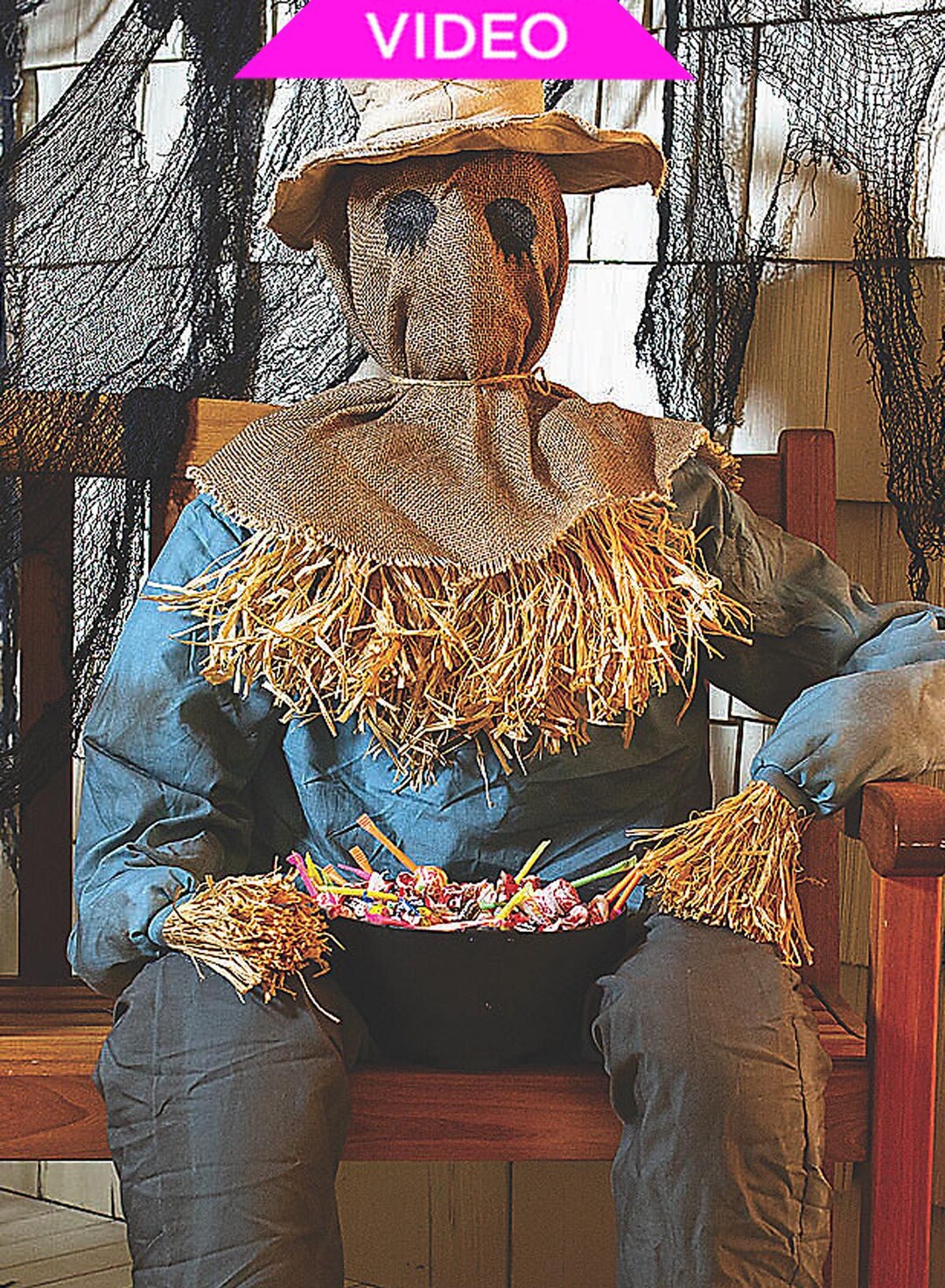 Animated Sitting Scarecrow Perfect for Halloween Decoration Animatronic ...