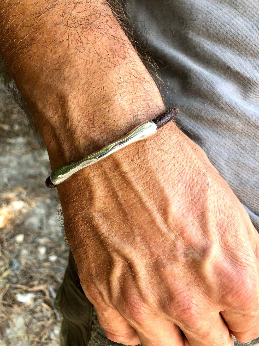 Bracelet in Silver and Leather, for Men, Boho Bracelet, Spanish Leather ...
