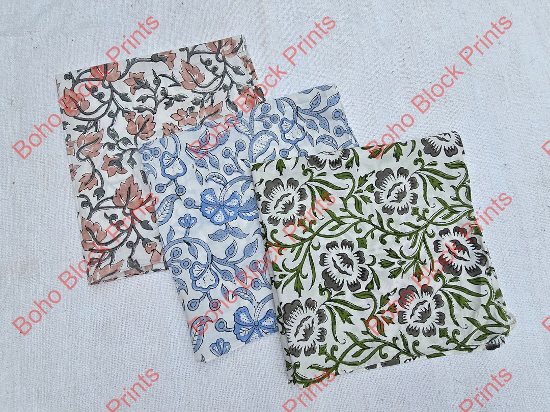 Assorted 3 Piece Sets Block Printed Organic Cotton Floral Printed ...