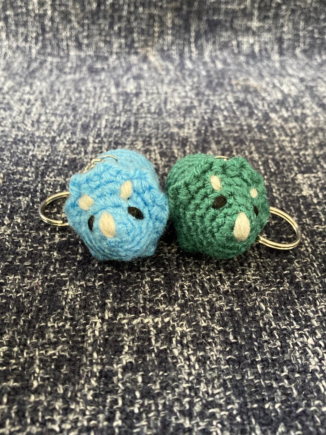 Crocheted Dinosaur Keychain| Triceratop Keychains | Crocheted Dinosaurs ...