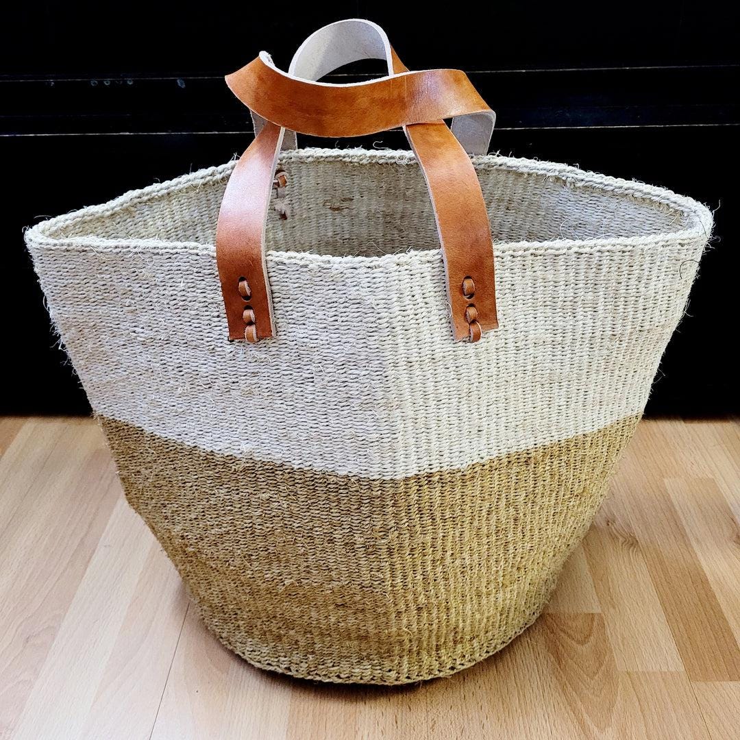 12 Sisal Woven Basket Bag//sisal Tote Bag//ladies Beach Bags//unique ...