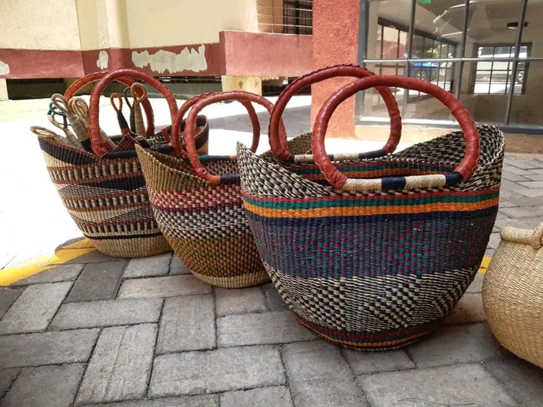 Market Basket Large U Shaped Bolga Shopper Basket Tote Basket Farmers ...