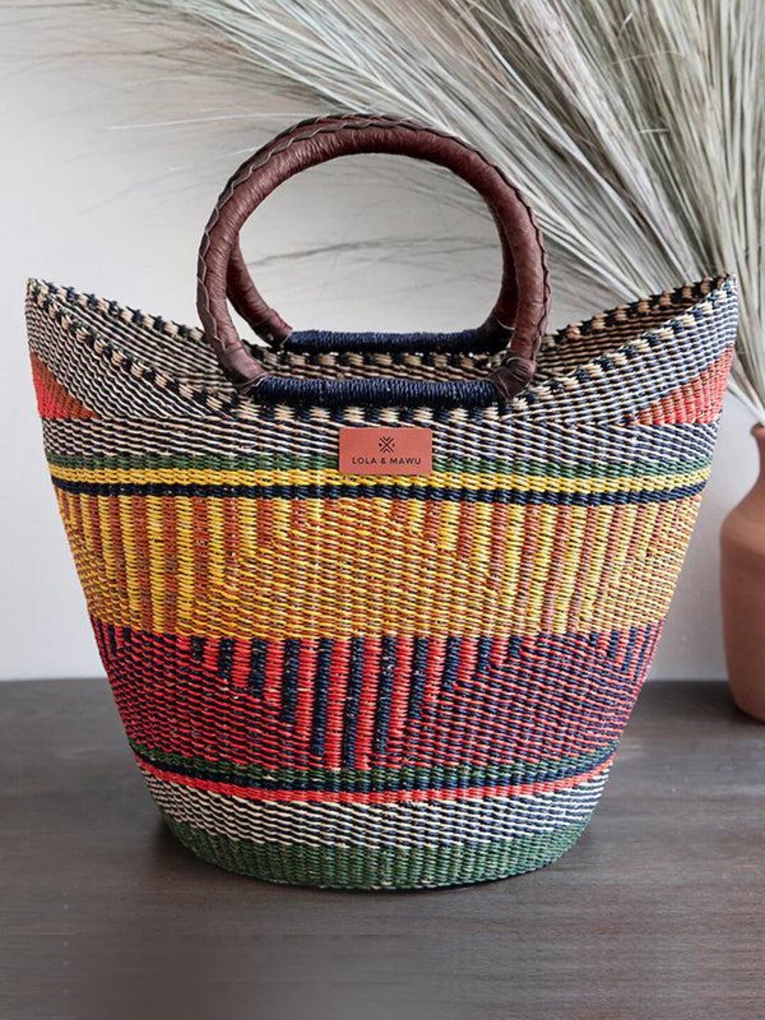 Large Ghana Baskets Market Basket Large U Shaped Bolga Shopper Basket ...