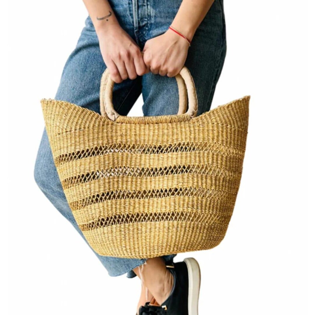 Large Ghana Baskets Market Basket Large U Shaped Bolga Shopper Basket ...