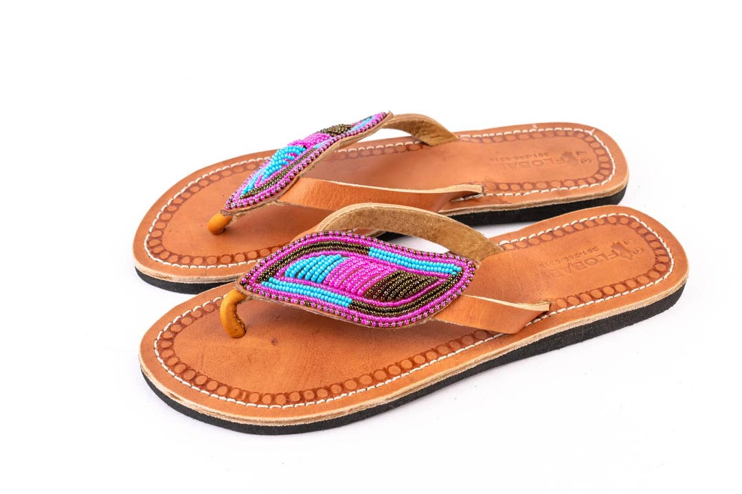 Quality Leather Sandals Beaded Leather Sandals Hand Made Leather ...