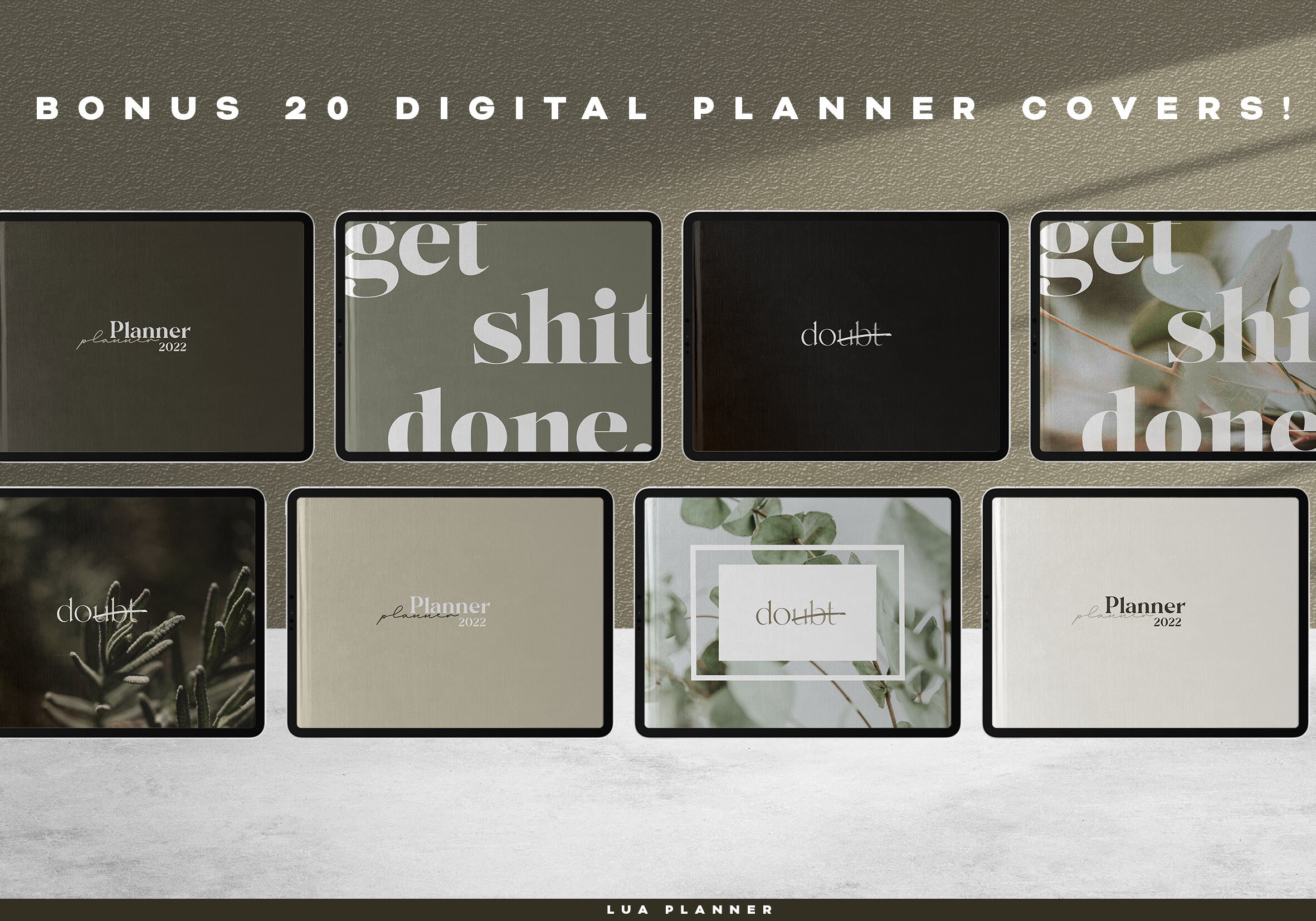 All-in-one UNDATED Digital Planner Earthy Green Lua Planner FREE Covers ...