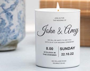Wedding Invitation Candle, Personalized Save the Date Invitation Candle ...