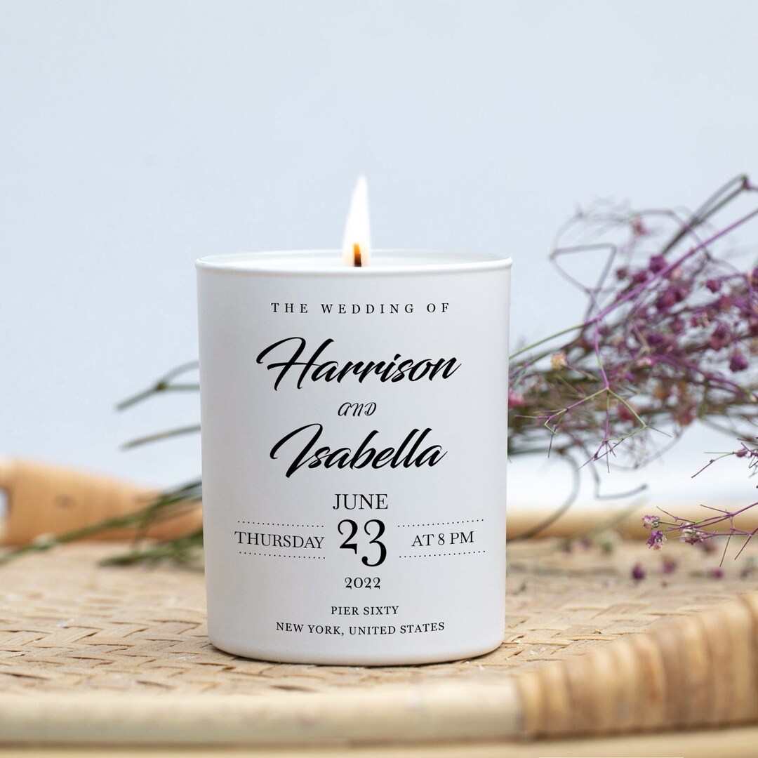 Custom Wedding Invitation Candle Gift, Personalized Save the Date ...