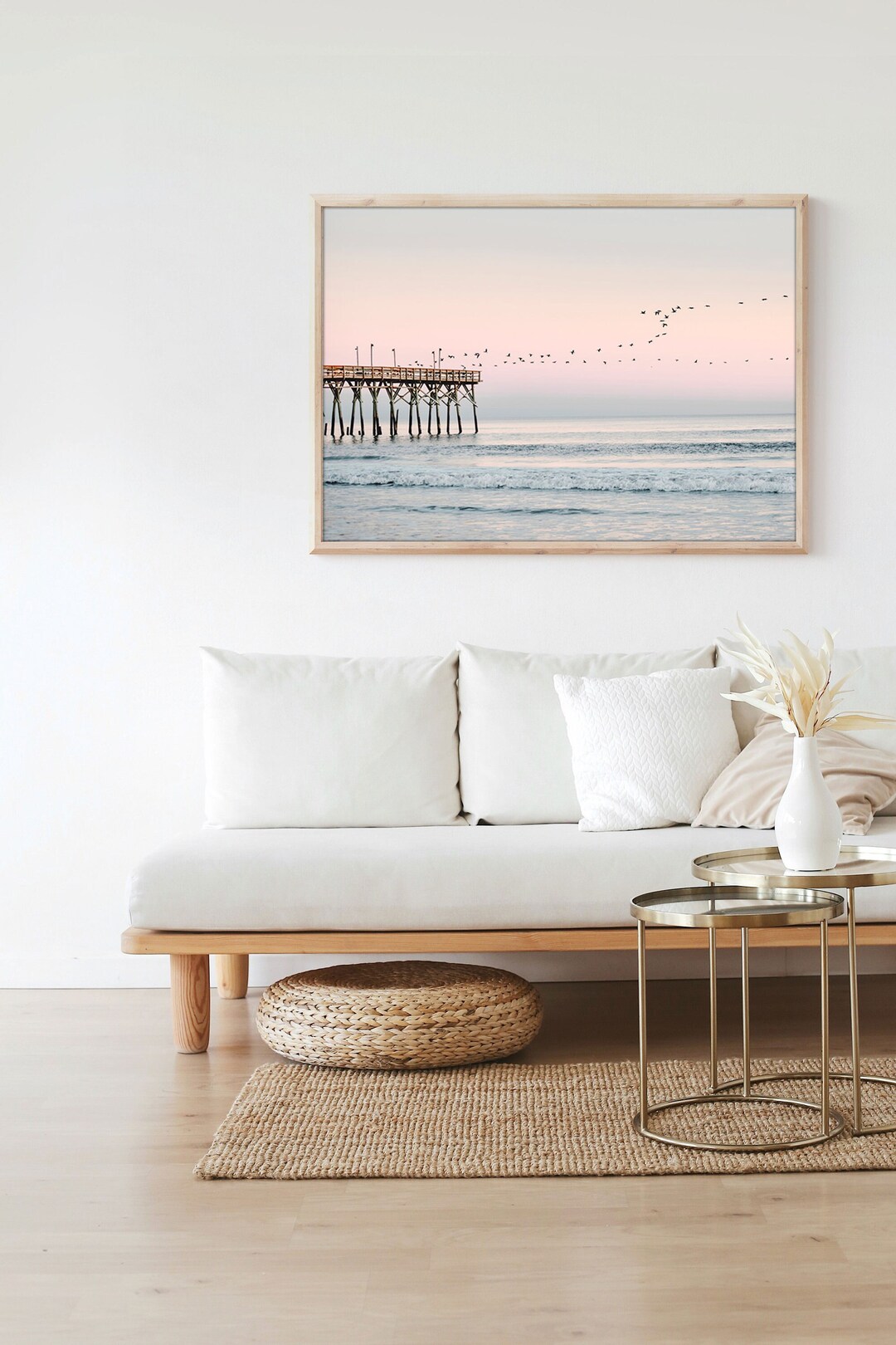 Blush Pink Pastel Ocean Beach California Retro Seascape Summer ...
