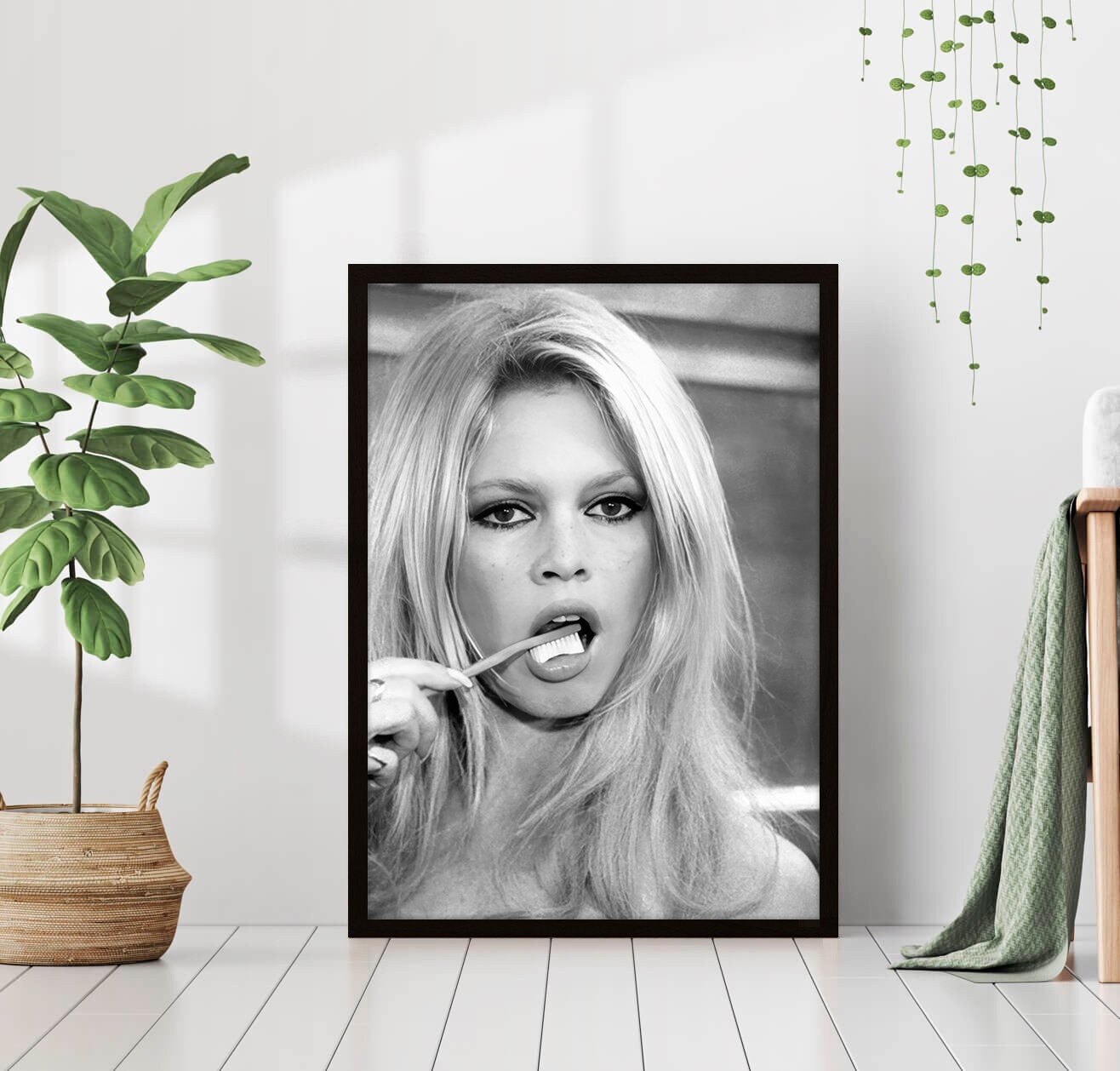 Brigitte Bardot Brushing Teeth Poster Black and White Retro - Etsy