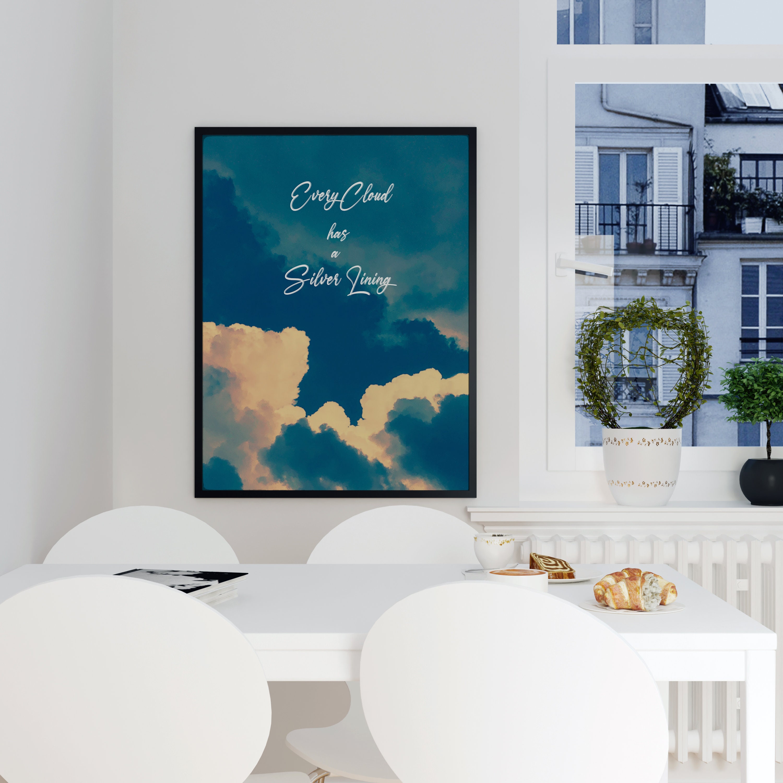 Printable Cloud Wall Art, Printable Art, Blue Cloud Print, New Home ...