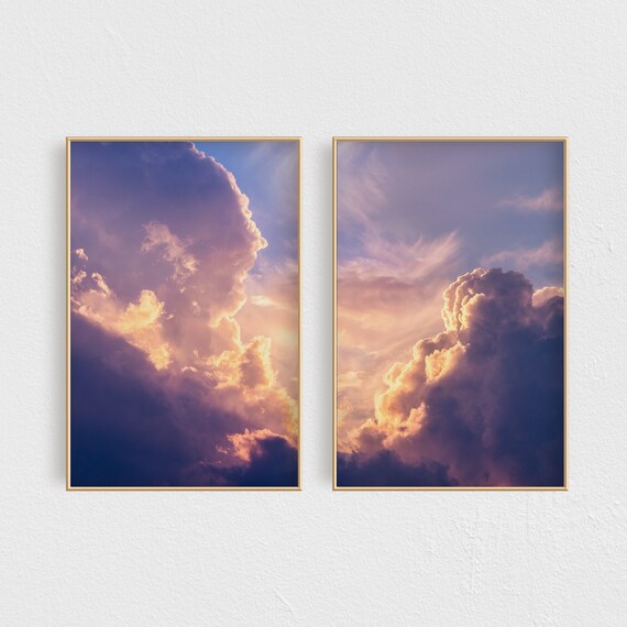Cloud Print Set of 2 Printable Cloud Wall Art Printable Art | Etsy