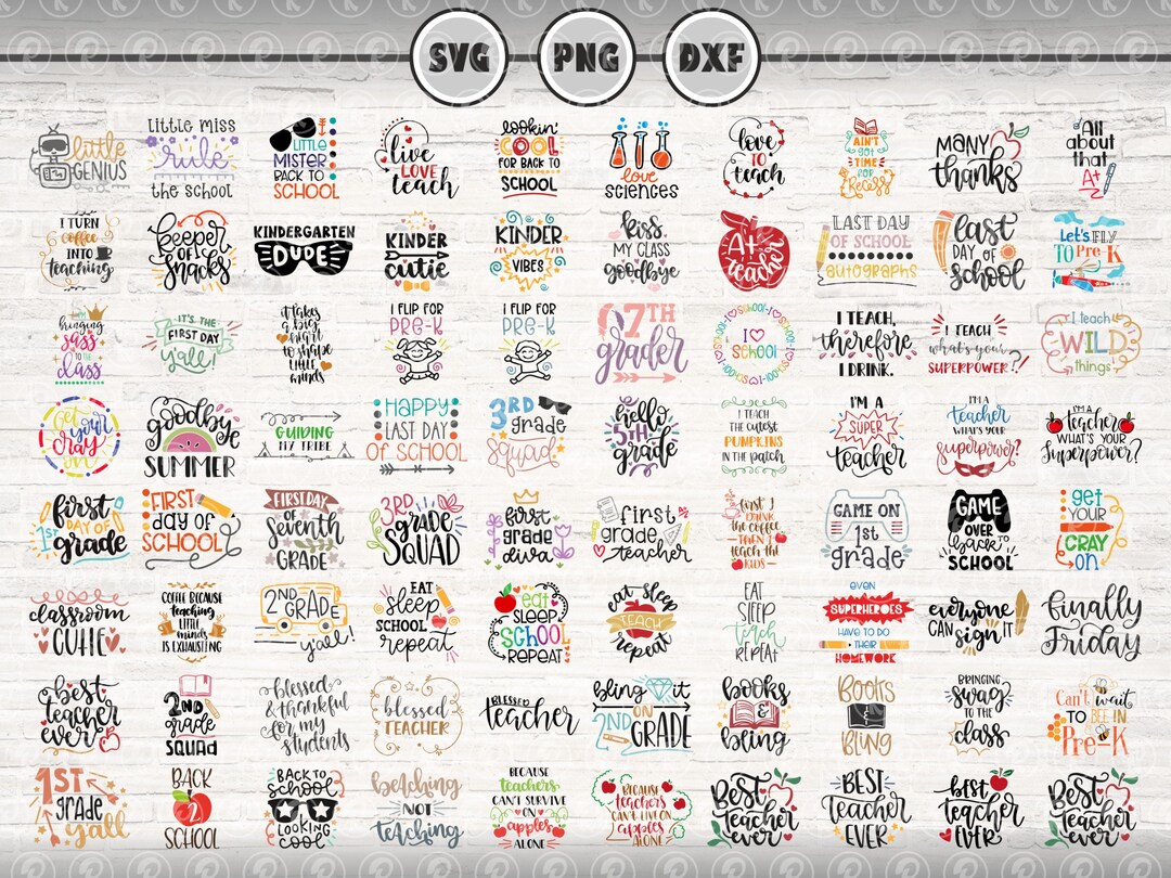 80 Bundle SVG, Teacher, School, Studying, Best, Schooling,, Svg Dxf Png ...
