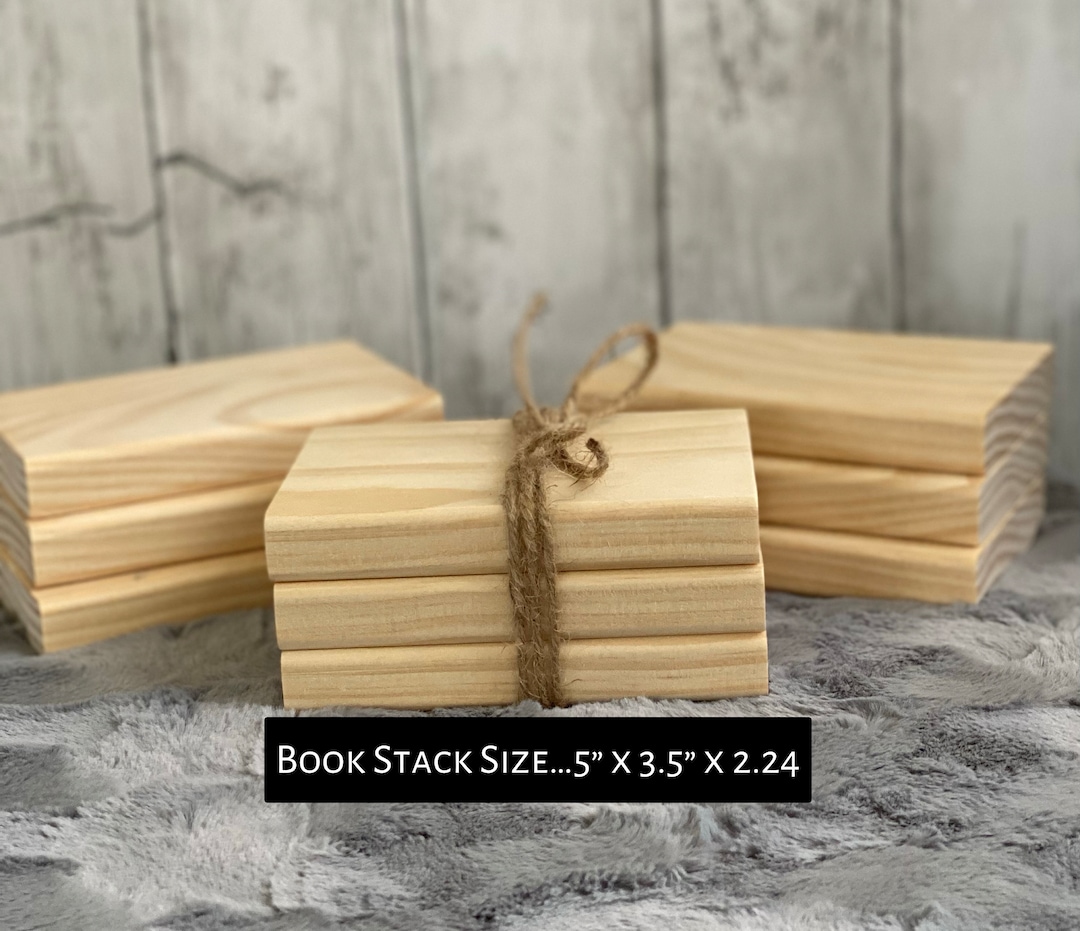 Blank Unfinished Mini Book Stack, DIY Wooden Books, Tiered Tray DIY ...