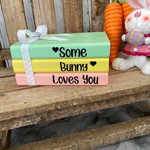 Some Bunny Loves You, Easter, Holiday Decor, Spring, Mini Book Stack ...