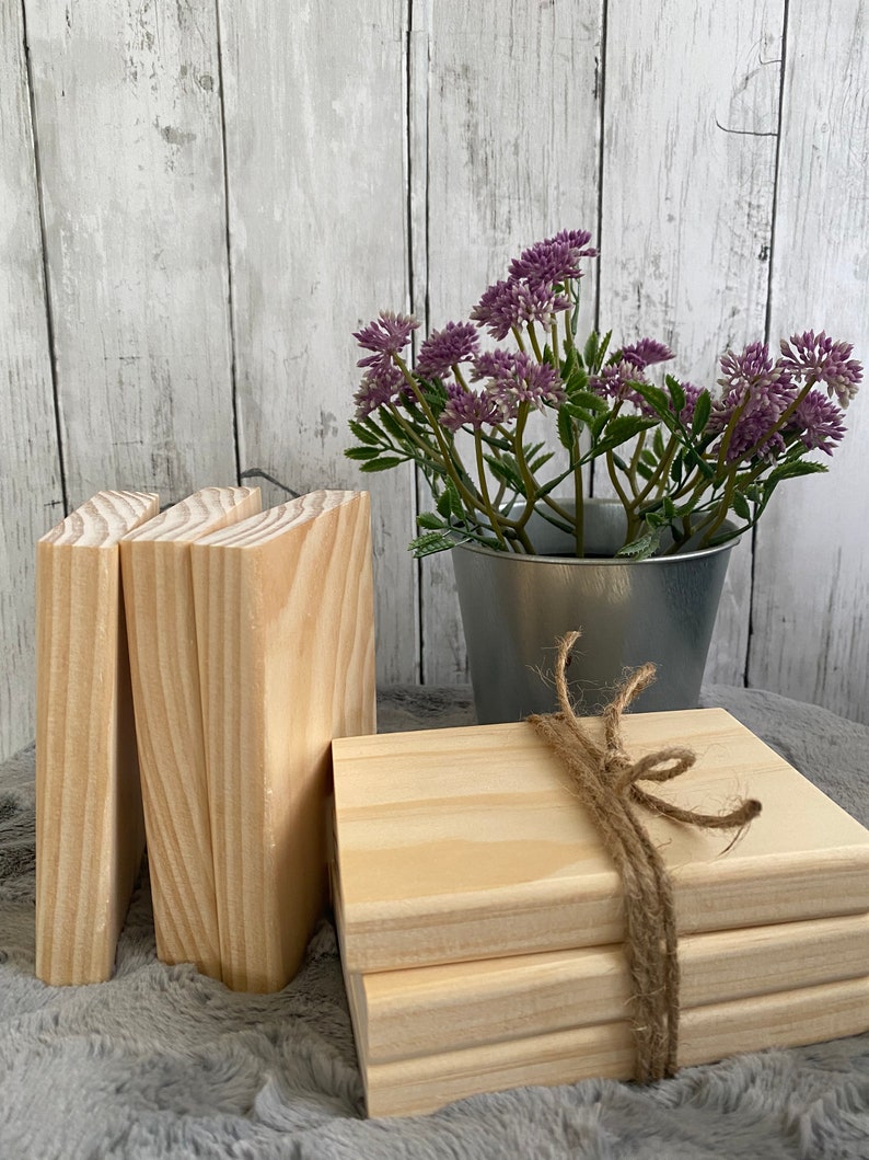 Blank Unfinished Mini Book Stack DIY Wooden Books Tiered - Etsy