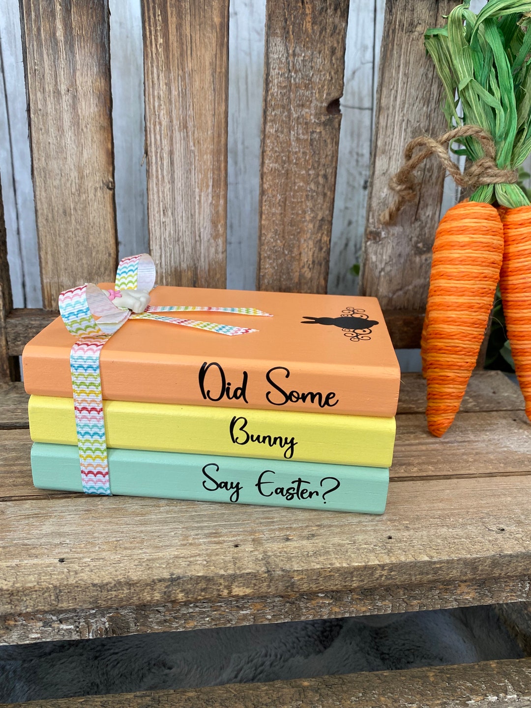 Easter, Bunny, Some Bunny, Holiday, Mini Book Decor, Book Stack Decor ...