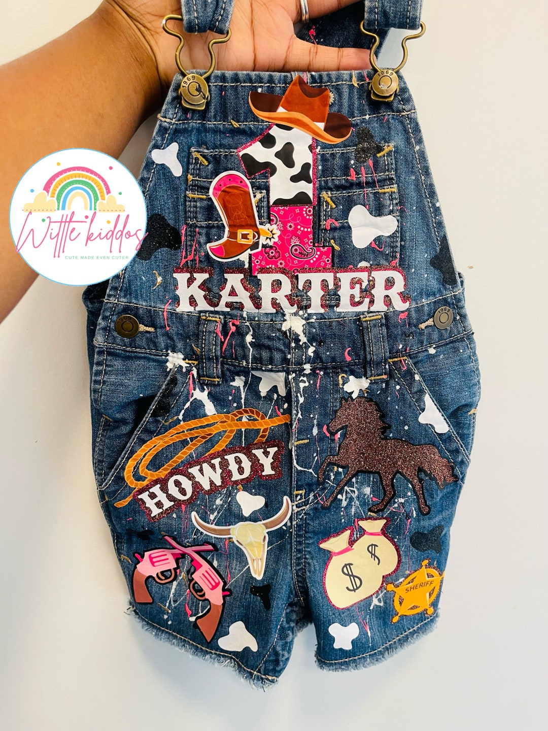 Pink Rodeo Theme Custom Personalized Character Denim Overalls - Etsy