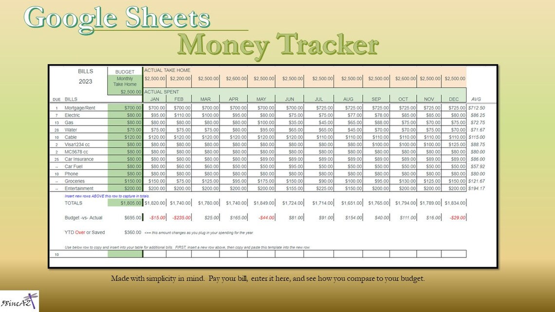 Home Budget Money Tracker, Google Sheets (PDF Pattern) - Etsy