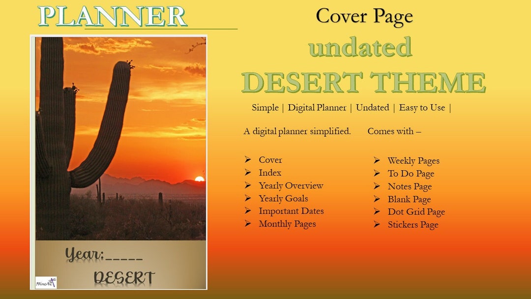 Desert Theme Undated Digital Planner | Monthly, Weekly (PDF) - Etsy