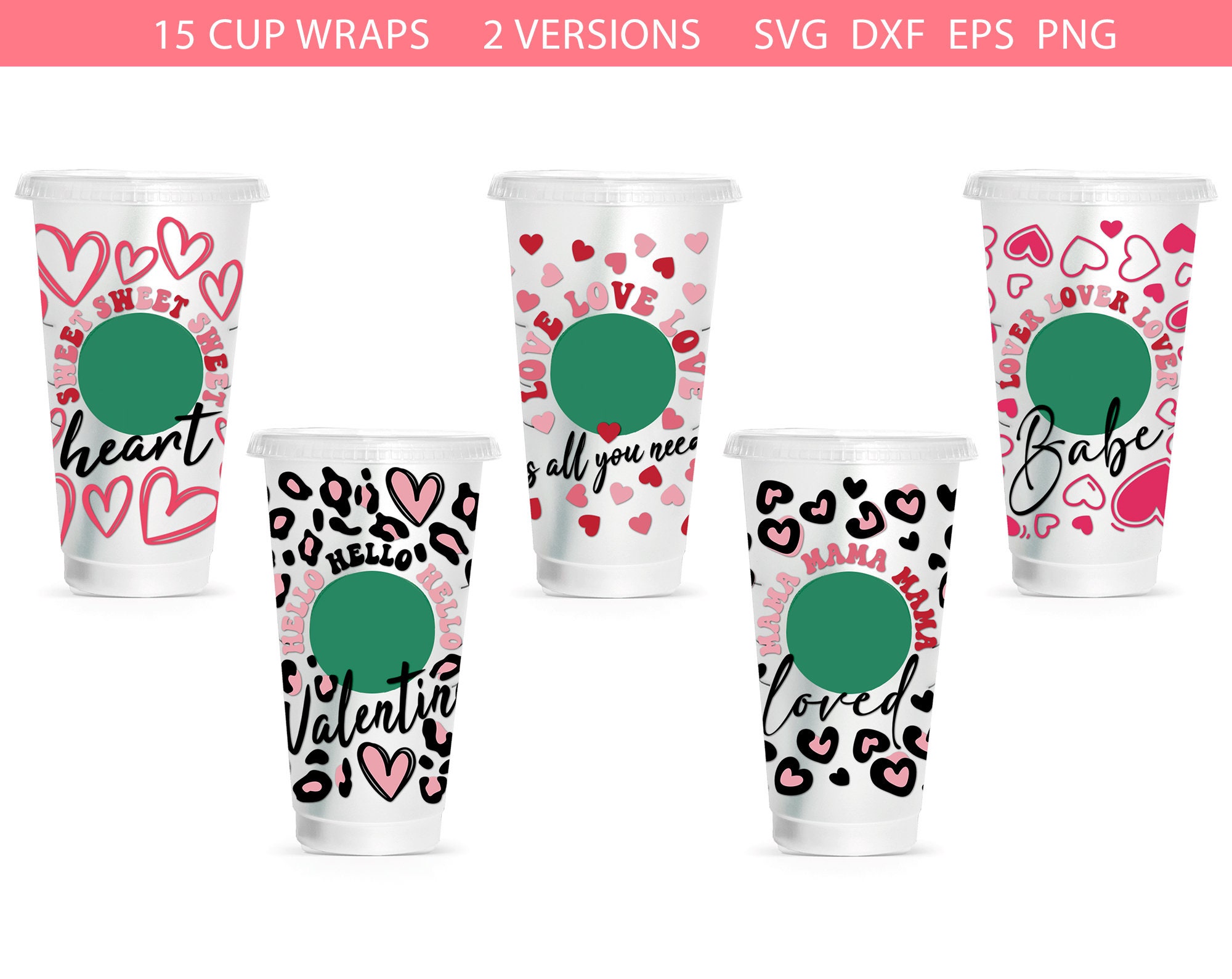 Valentines Cup Wrap Svg Bundle Coffee Wrap Svg Valentines - Etsy