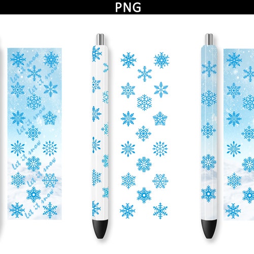 Snowflakes Pen Wraps Let It Snow PNG Glitter Pen Wrap | Etsy