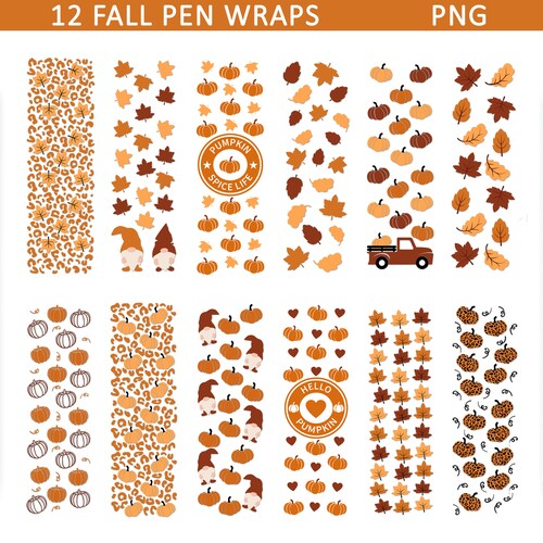 Fall Pen Wraps Bundle Pen Wraps Png Gnomes Png Pumpkin Png - Etsy