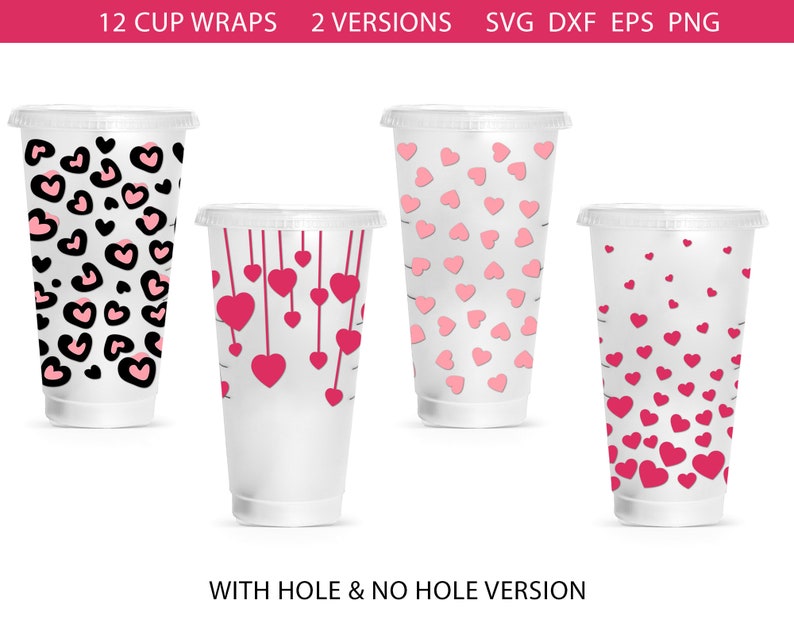 Cup Wrap Svg Bundle Valentines Svg Coffee Cup Svg Wrap - Etsy