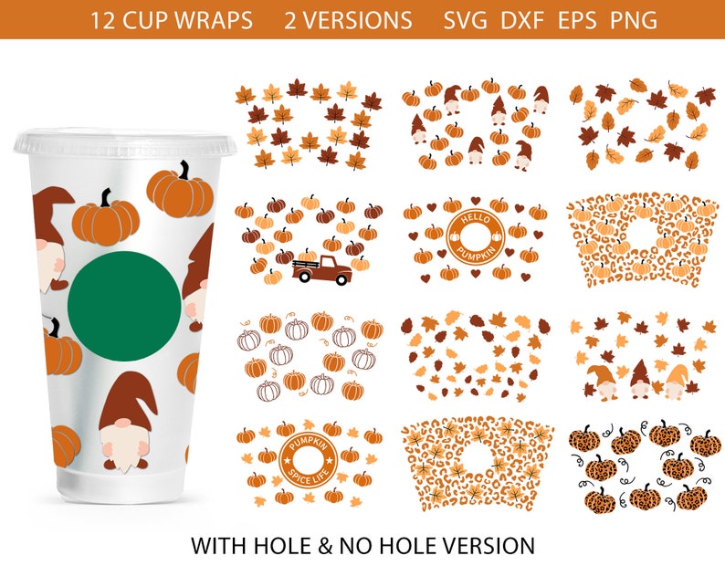 Cup Wrap Svg Bundle, Coffee Wrap Fall Svg, Pumpkin Svg, Gnomes Svg ...