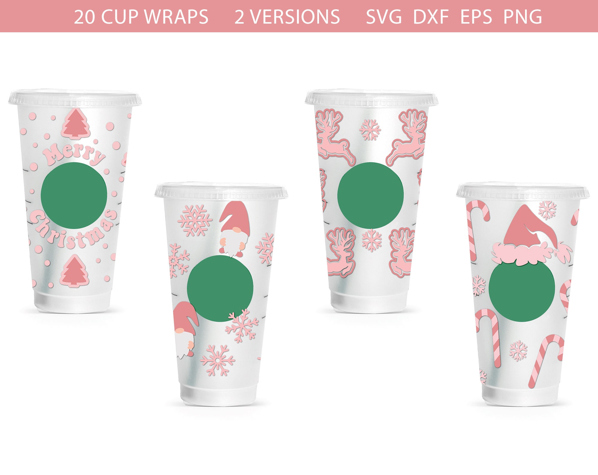 Christmas Cup Wrap Svg Bundle, Coffee Wrap Svg, Cute Christmas Svg ...
