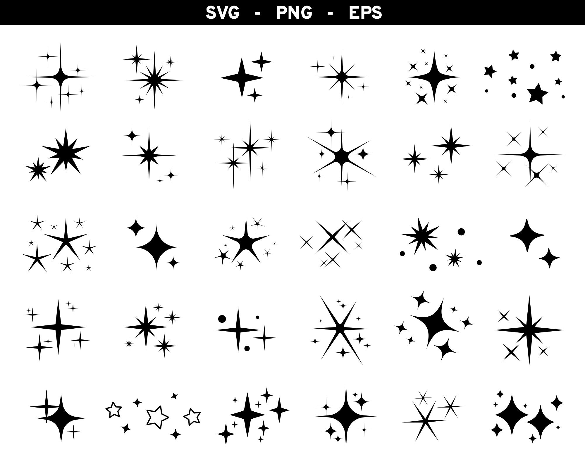 Sparkle Stars Sparkles SVG Shine Svg Stars Svg Sparkles - Etsy UK