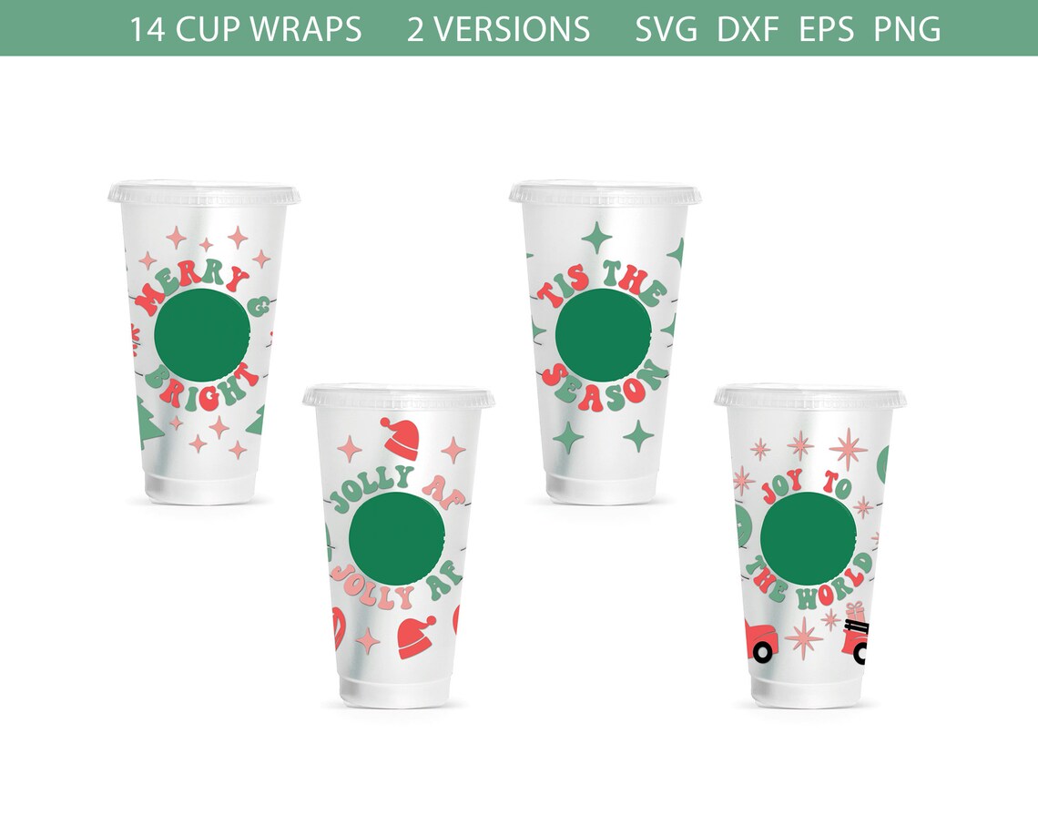 Cup Wrap Svg Bundle Christmas Coffee Wrap Svg Retro - Etsy