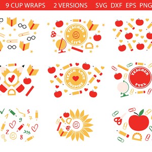 Teacher Cup Wrap Svg Bundle, Cup Wrap Teacher Svg, Teacher Wraps Svg ...