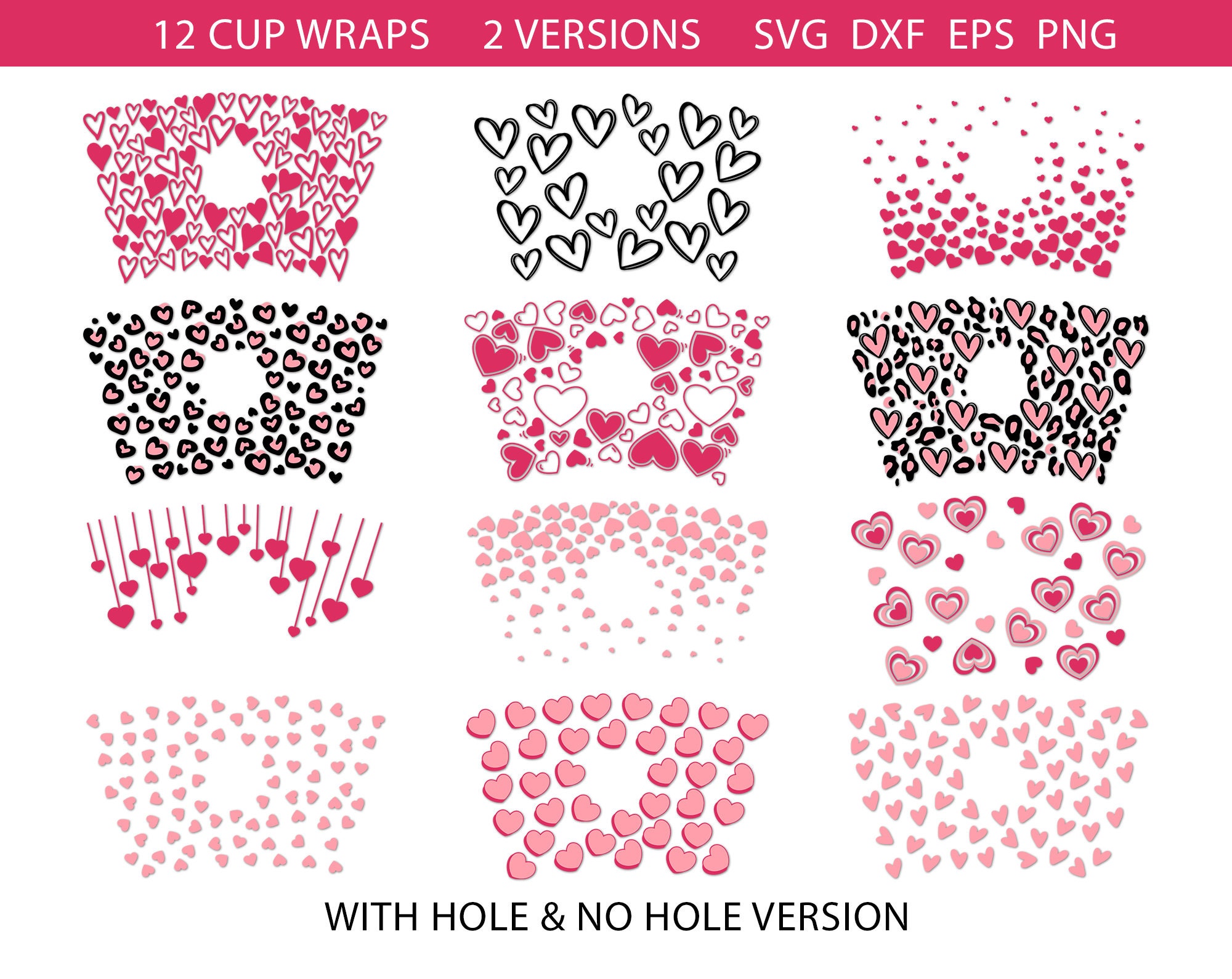 Cup Wrap Svg Bundle Valentines Svg Coffee Cup Svg Wrap - Etsy