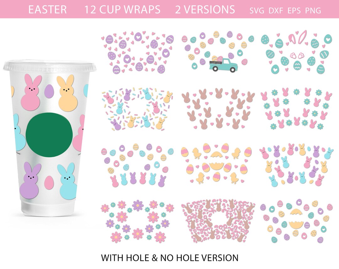 Easter Cup Wrap Svg Bundle, Coffee Wrap Easter Svg, Coffee Full Wrap ...