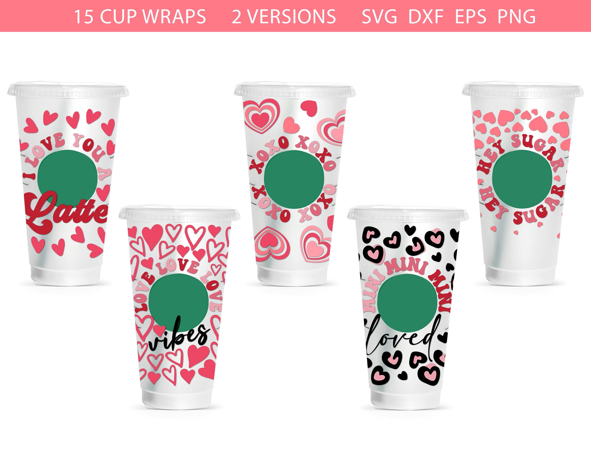Valentines Cup Wrap Svg Bundle Coffee Wrap Svg Valentines - Etsy