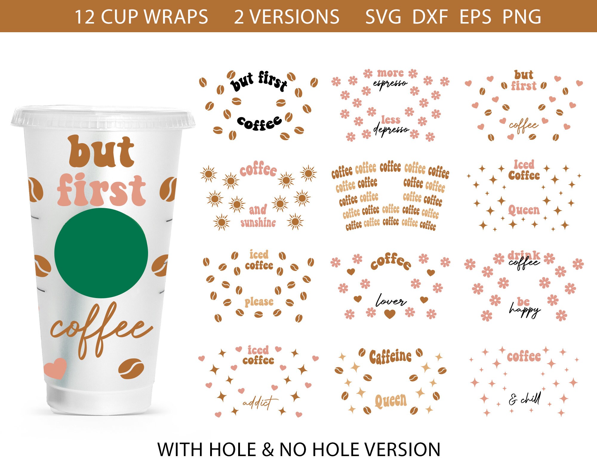Cup Wrap Svg Bundle Cup Wrap Coffee Svg Coffee Wrap Svg - Etsy