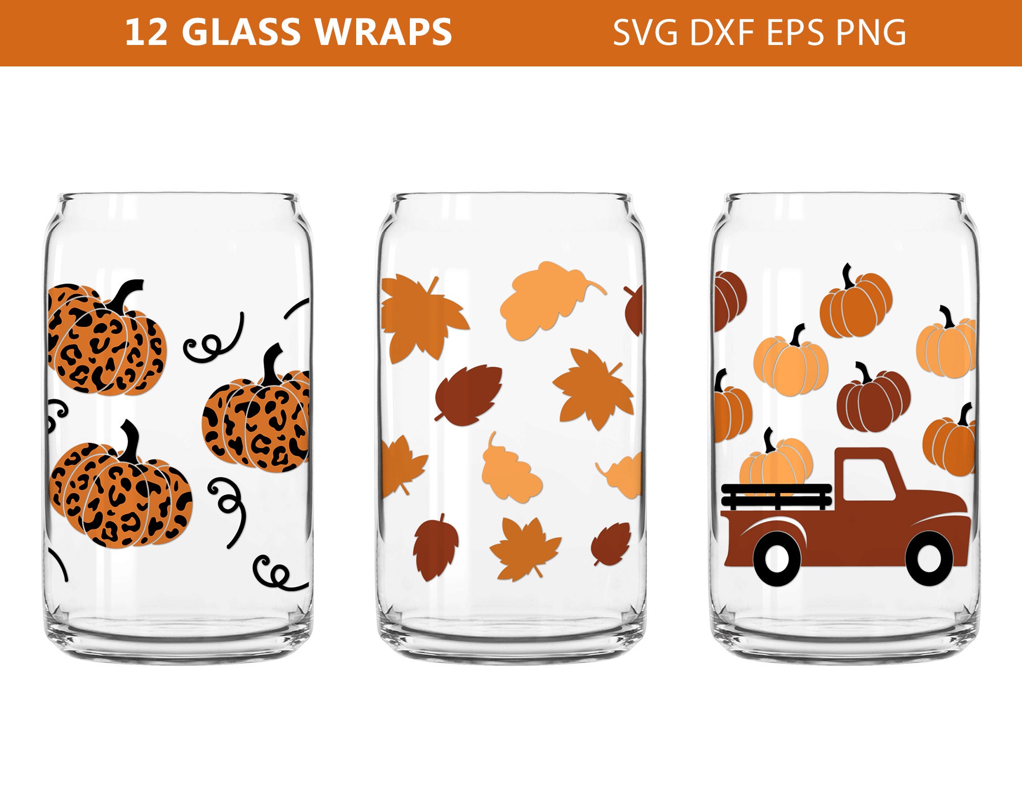 Can Glass Wrap Bundle Fall Can Glass Svg Gnomes Svg Pumpkin - Etsy