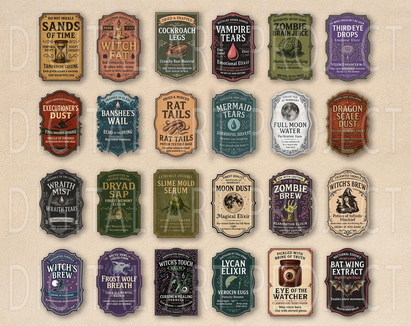 Potion Bottle Labels Set, Hallowen Png, Witchcraft, Apothecary Png ...
