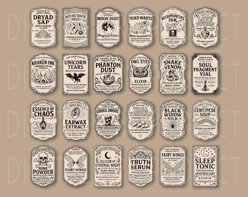 Potion Bottle Labels Svg, Hallowen Svg, Witchcraft, Halloween Potion ...